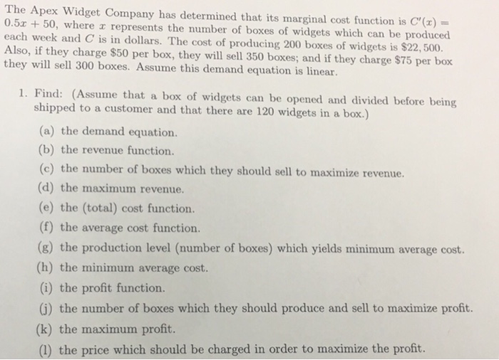 Solved The Apex Widget Company has determined that its | Chegg.com