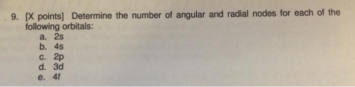 Solved Determine the number of angular and radial nodes for | Chegg.com
