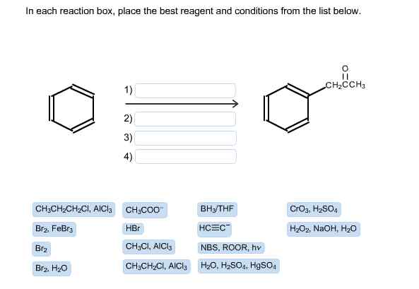 In Each Reaction Box Place The Best Reagent And Conditions From The ...