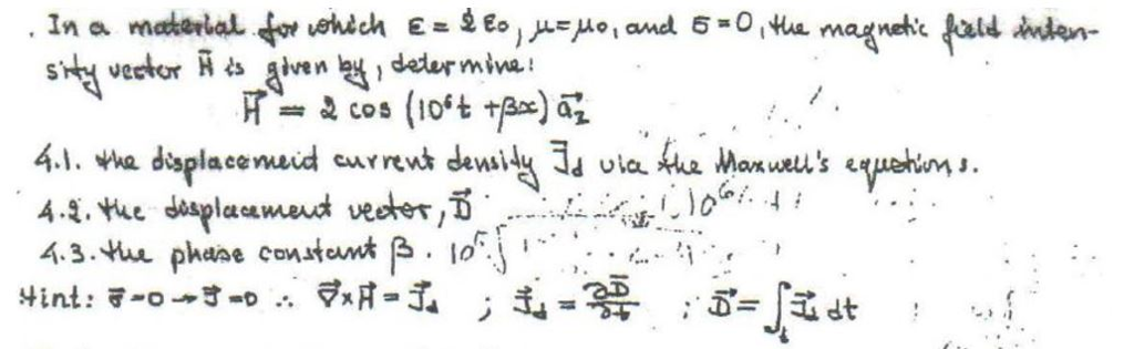 Solved In a material for which epsilon = 2 epsilon_0, mu = | Chegg.com