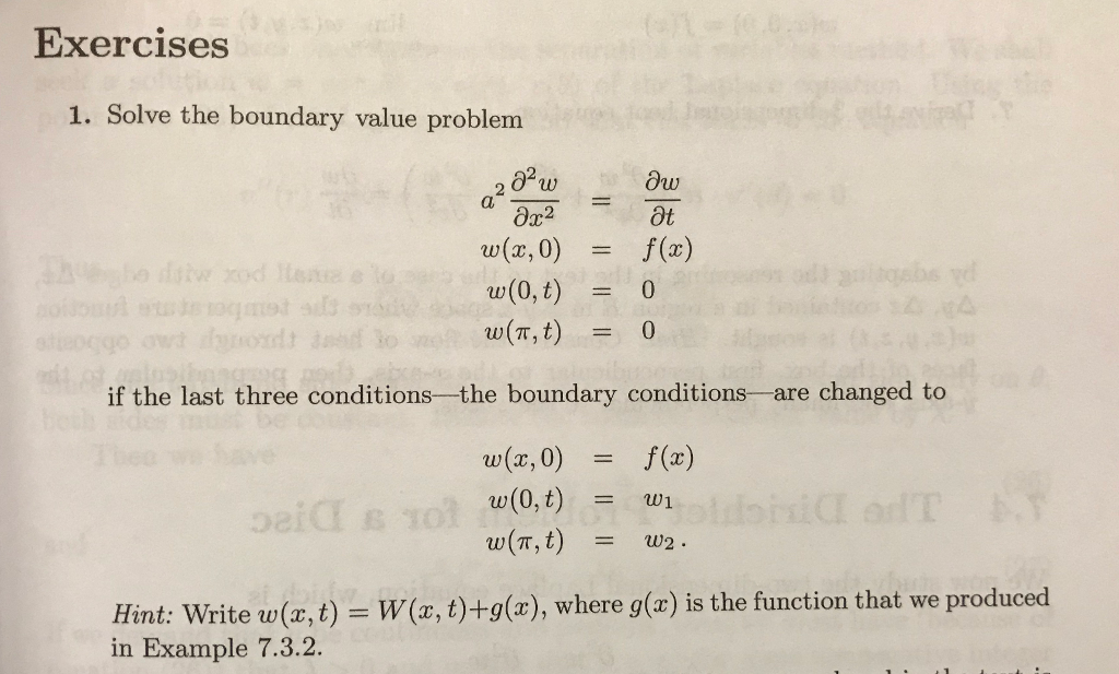Solved Exercises 1. Solve the boundary value problem w(x,0) | Chegg.com