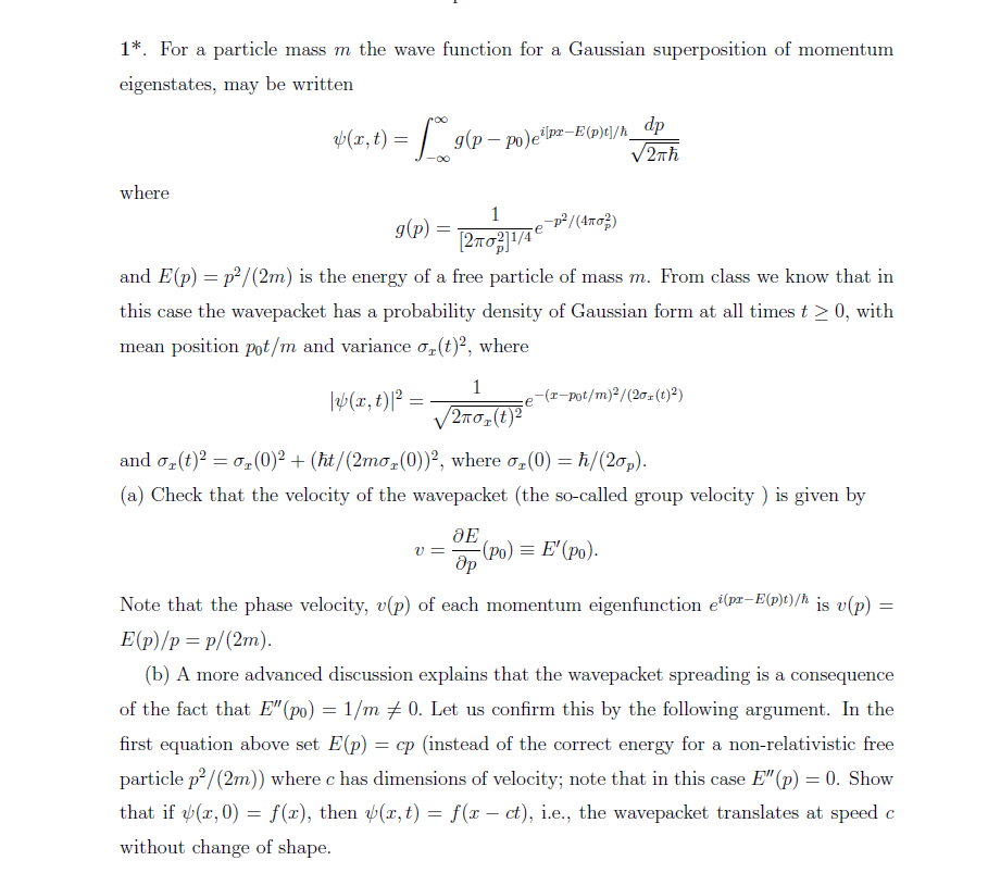 Solved For a particle mass m the wave function for a | Chegg.com