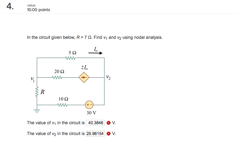 Solved In the circuit given below, R = 7 Ohm. Find V_1 and | Chegg.com
