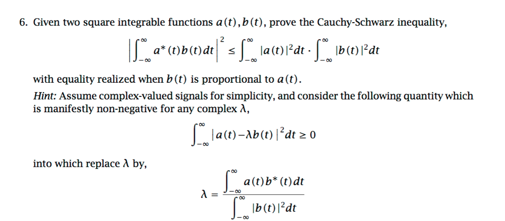 Solved Given two square integrable functions a(t), b(t), | Chegg.com