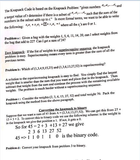 Solved The Knapsack Code Is Based On The Knapsack Problem 5808