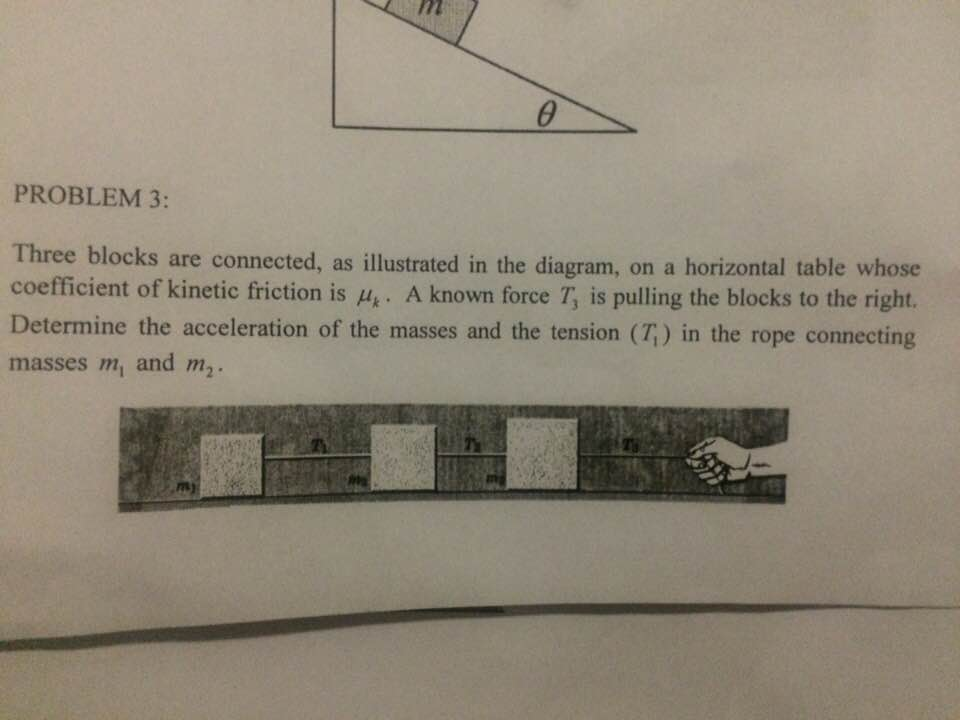 Solved PROBLEM 3: Three blocks are connected, as illustrated | Chegg.com