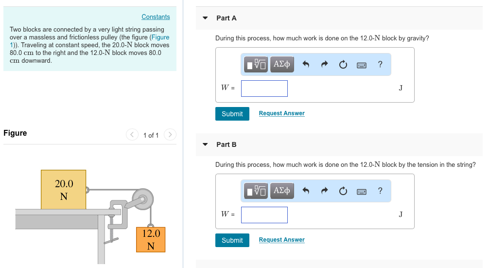 Solved Constants Part A Two blocks are connected by a very | Chegg.com