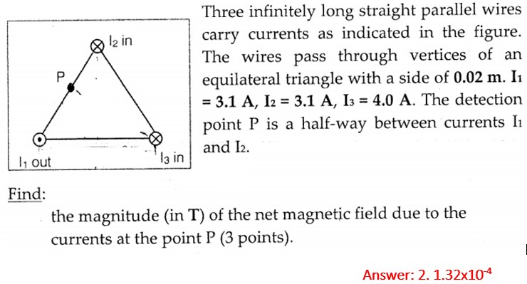 Solved Three infinitely long straight parallel wires carry | Chegg.com