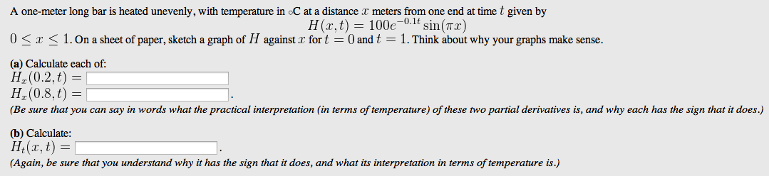 Solved A one - meter long bar is heated unevenly, with | Chegg.com