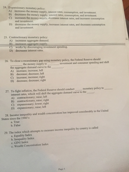 Solved Expansionary monetary policy: increases 'the money | Chegg.com