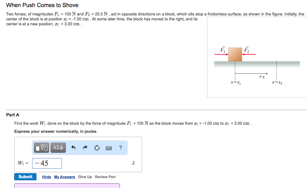 Solved When Push Comes to Shove Two forces, of magnitudes F | Chegg.com