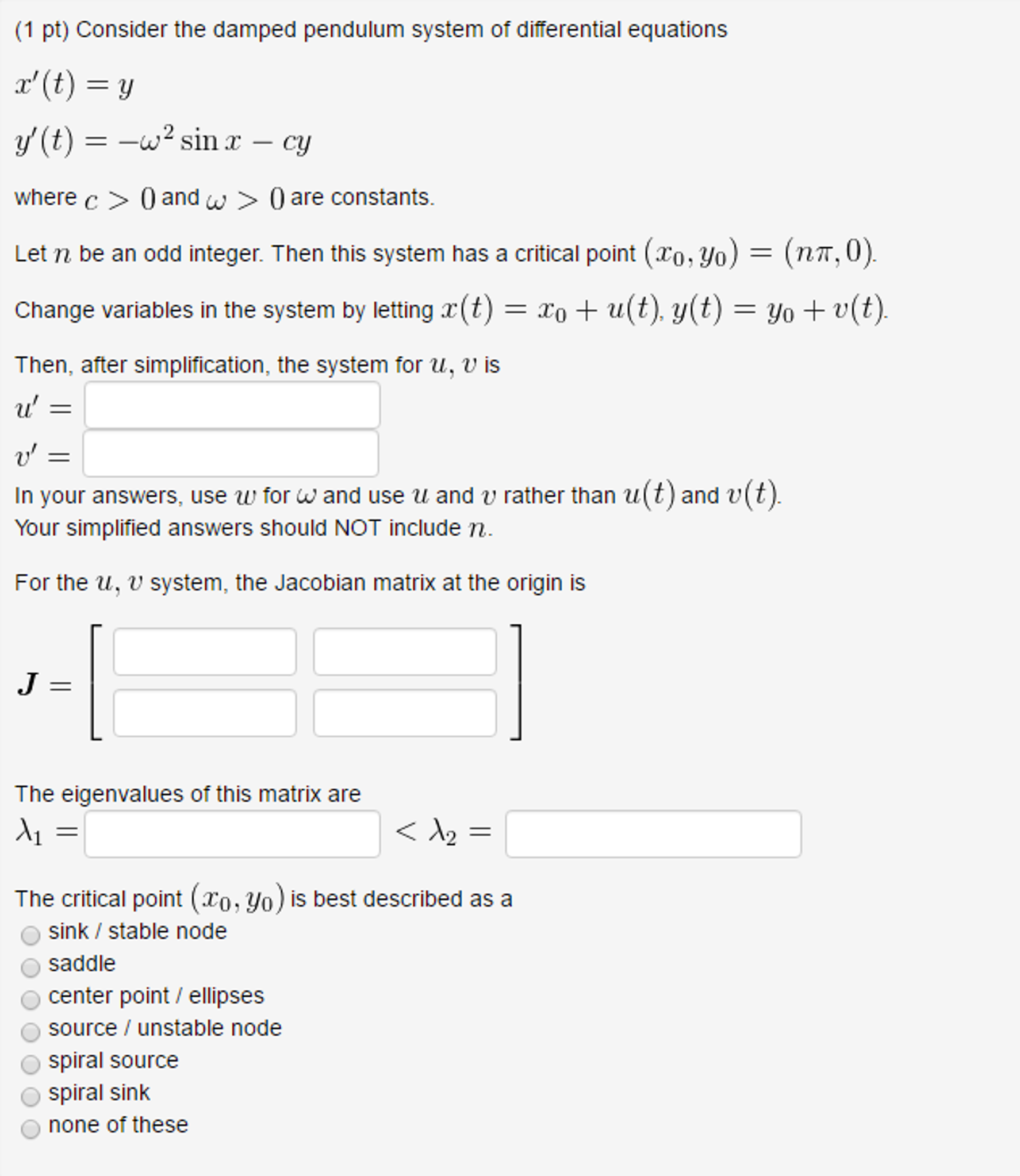Solved: Consider The Damped Pendulum System Of Differentia... | Chegg.com