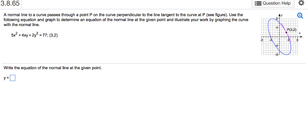 Solved 3.8.65 Question Help A normal line to a curve passes | Chegg.com