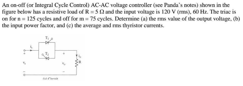 Solved An on-off (or Integral Cycle Control) AC-AC voltage | Chegg.com