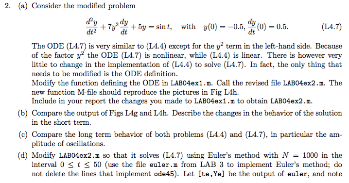 Solved EXERCISE 2 (d) Modify LAB04ex2.m so that it | Chegg.com