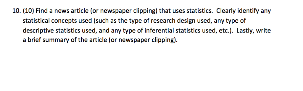Solved 10. (10) Find a news article (or newspaper clipping) | Chegg.com