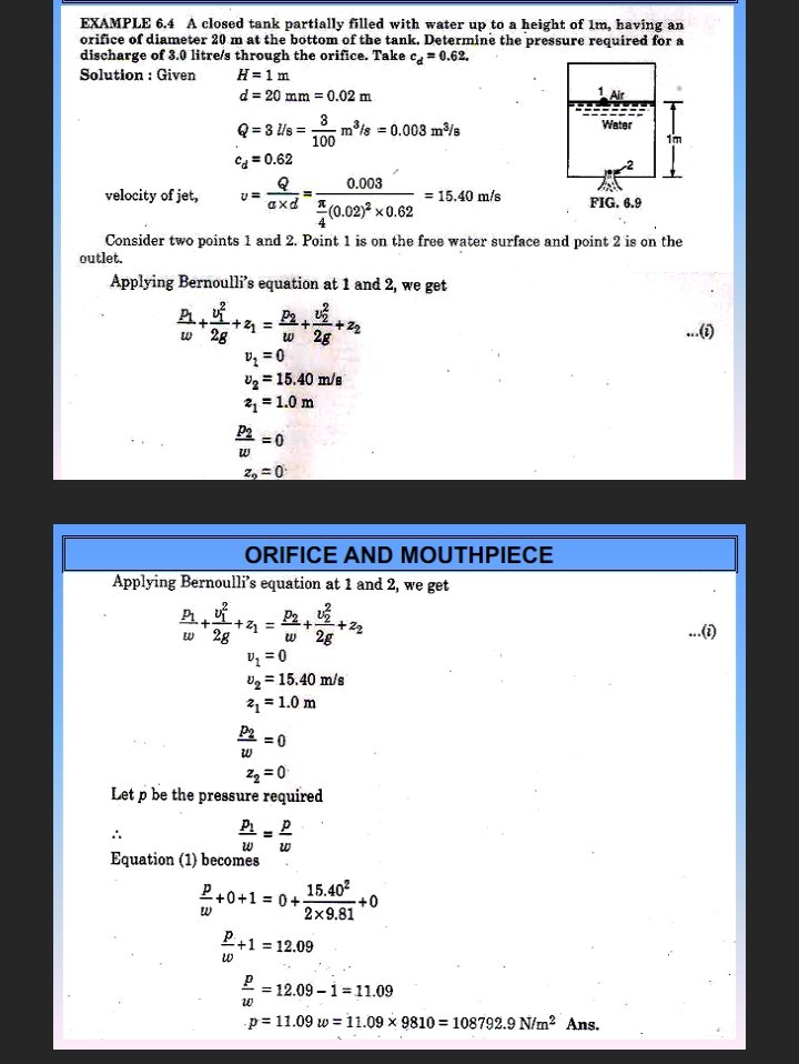 Solved EXAMPLE 6.4 A closed tank partially filled with water | Chegg.com