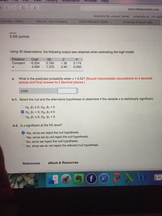 Solved Using 30 observations, the following output was | Chegg.com