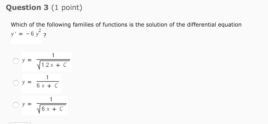 Solved Which of the following families of functions is the | Chegg.com