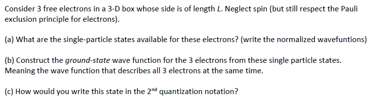 Solved First and second quantization wavefunction for 3 | Chegg.com