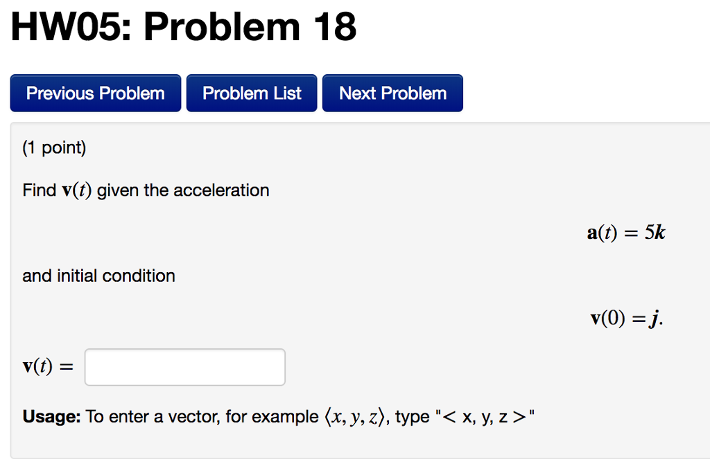 Solved HW05: Problem 18 Previous Problem Problem List Next | Chegg.com