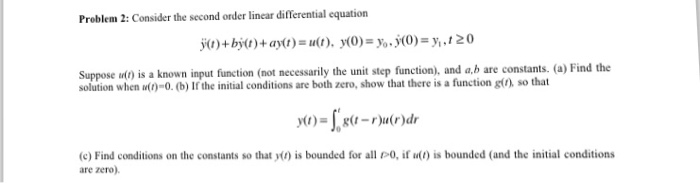 Solved Consider the second order linear differential | Chegg.com