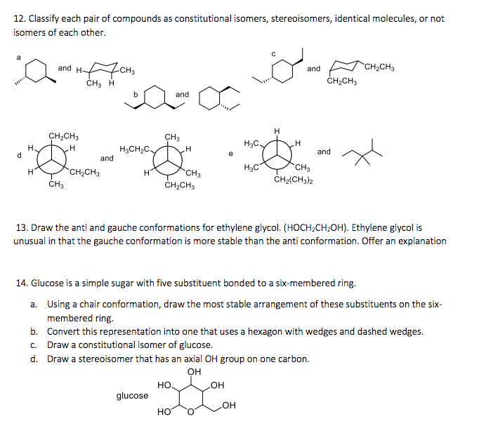 Solved 12. Classify each pair of compounds as constitutional | Chegg.com