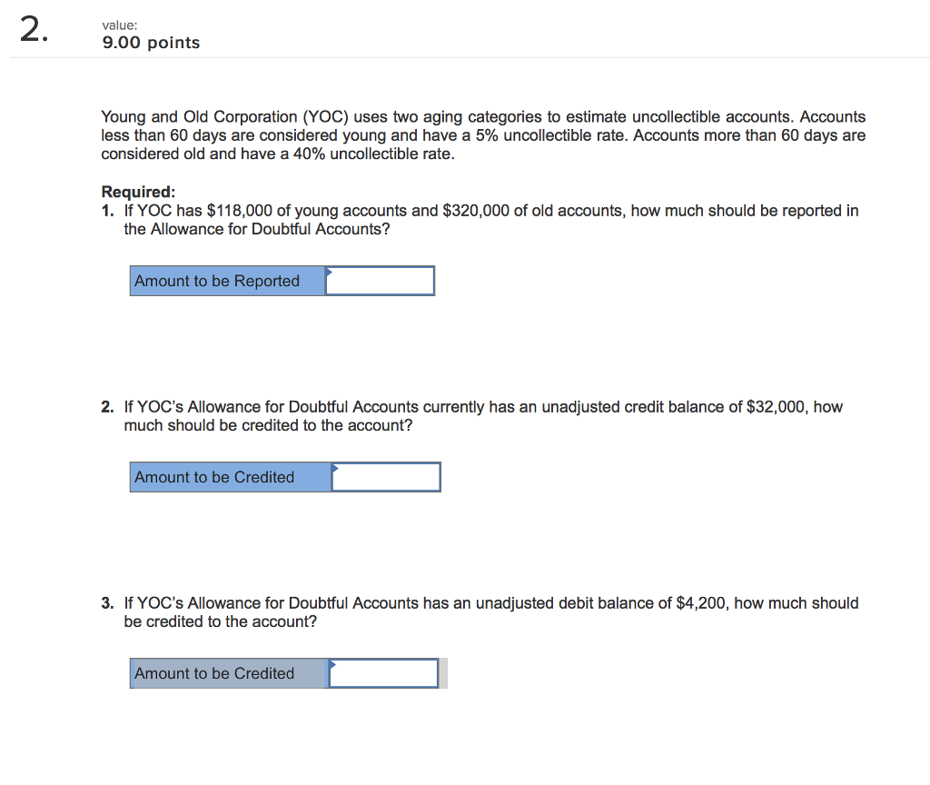 Solved value: 9.00 points Young and Old Corporation (YOC) | Chegg.com