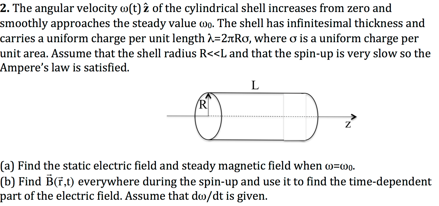 Solved The angular velocity w(t) z of the cylindrical shell | Chegg.com
