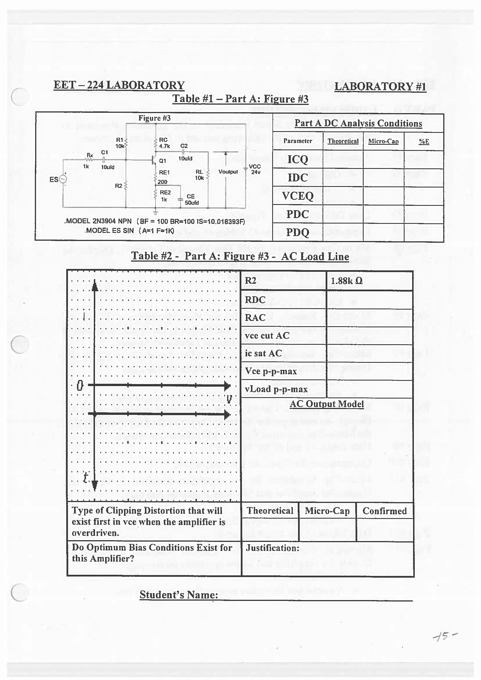 Solved EET- 224 LABORATORY LABORATORY #1 Table #1-Part A: | Chegg.com