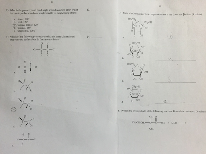 Solved What is the geometry and bond angle around a carbon | Chegg.com