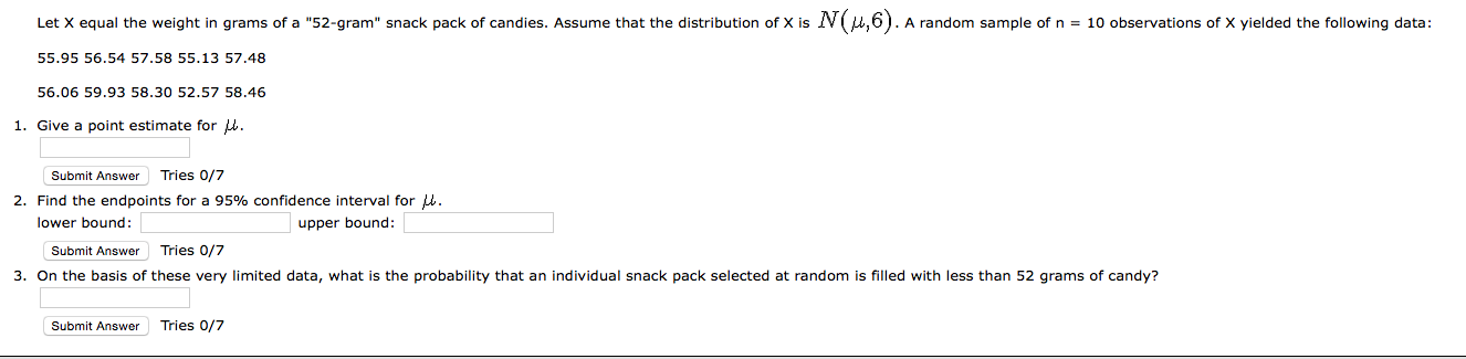 Solved Let X equal the weight in grams of a "52-gram" snack | Chegg.com