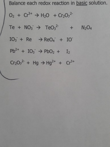 Solved Balance each redox reaction in basic solution. 02 + | Chegg.com