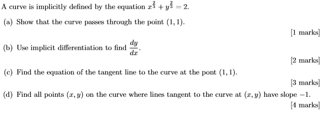Solved A curve is implicitly defined by the equation 2. (a) | Chegg.com