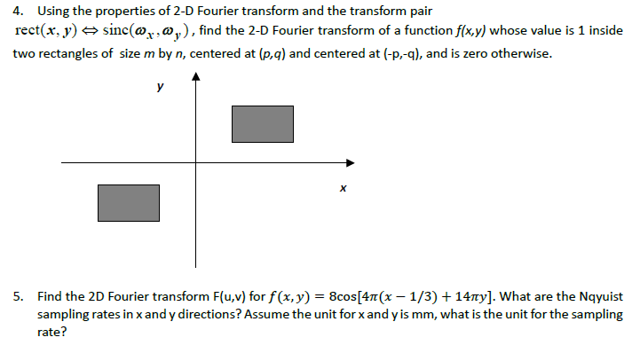 Solved 4. Using the properties of 2-D Fourier transform and | Chegg.com