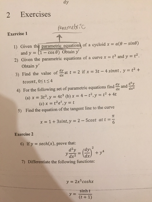 Solved Given the parametric equations of a cycloid x = | Chegg.com