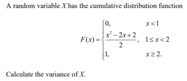 Solved A random variable Xhas the cumulative distribution | Chegg.com