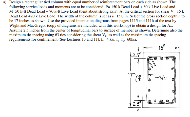 Design a rectangular tied column with equal number of | Chegg.com