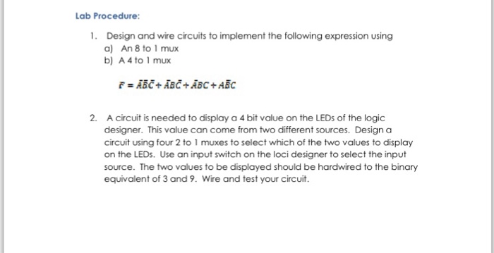 Solved Design and wire circuits to implement the following | Chegg.com