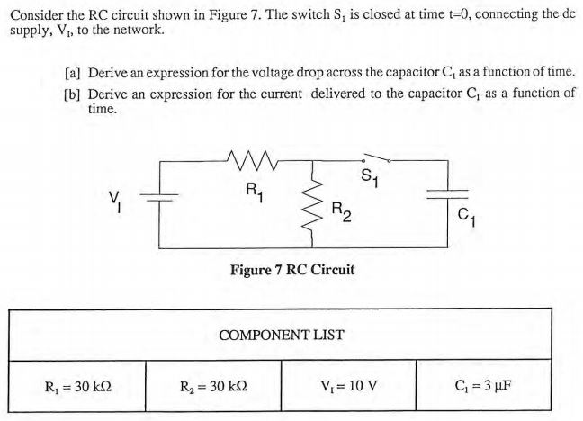 Solved Consider the RC circuit shown in Figure 7. The switch | Chegg.com