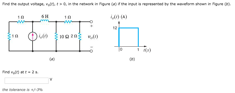 Solved Find the output voltage, vo(t), t>0, in the network | Chegg.com