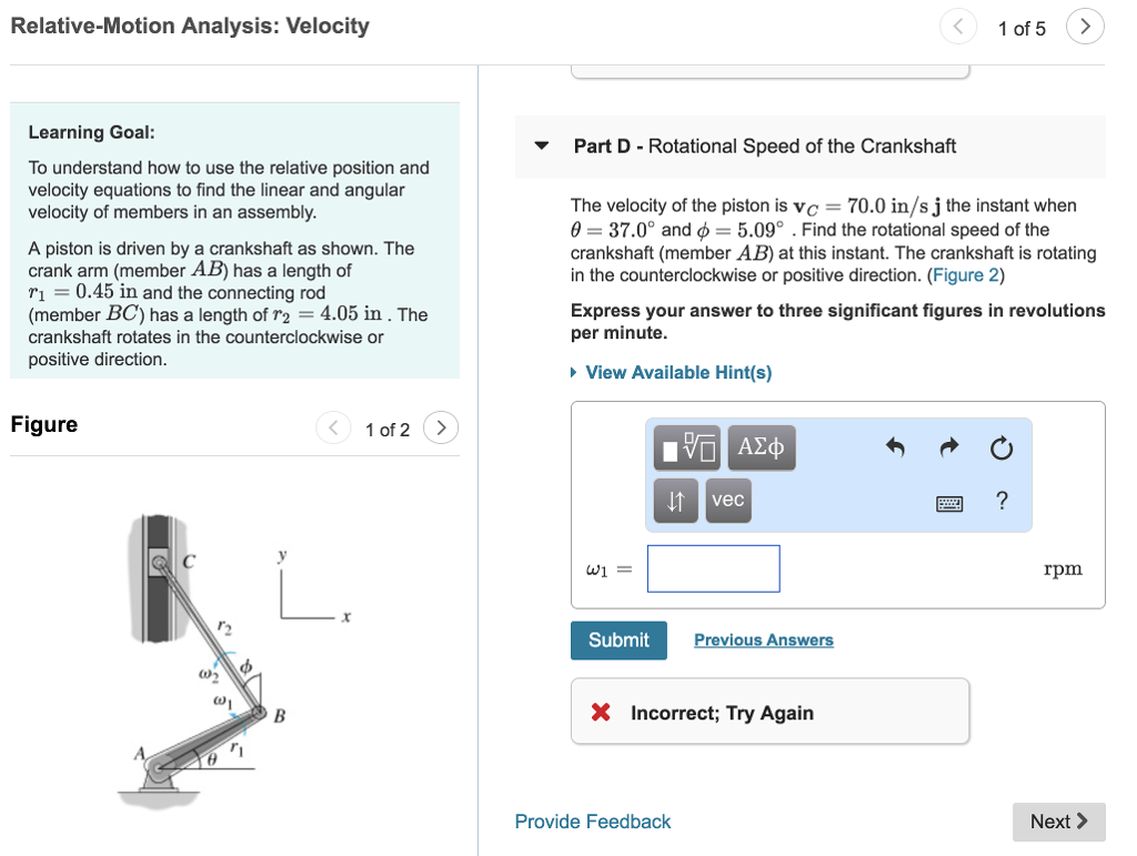 Solved Relative-Motion Analysis: Velocity 1 of 5 > Learning | Chegg.com