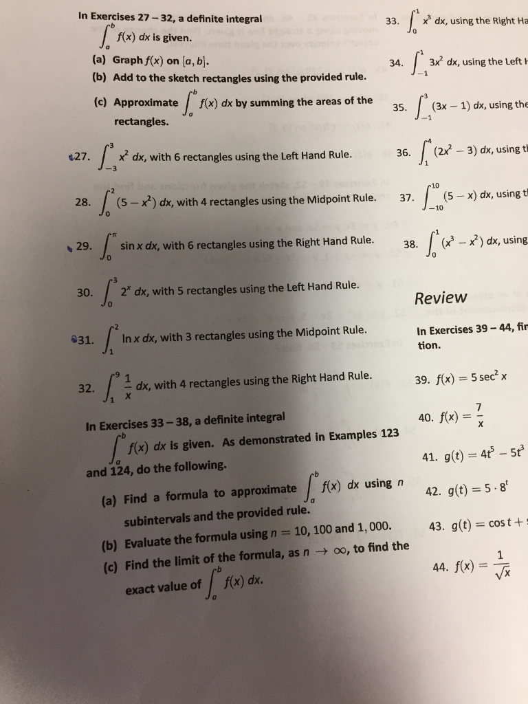 Solved A definite integral integral_a^b f(x) dx is given | Chegg.com