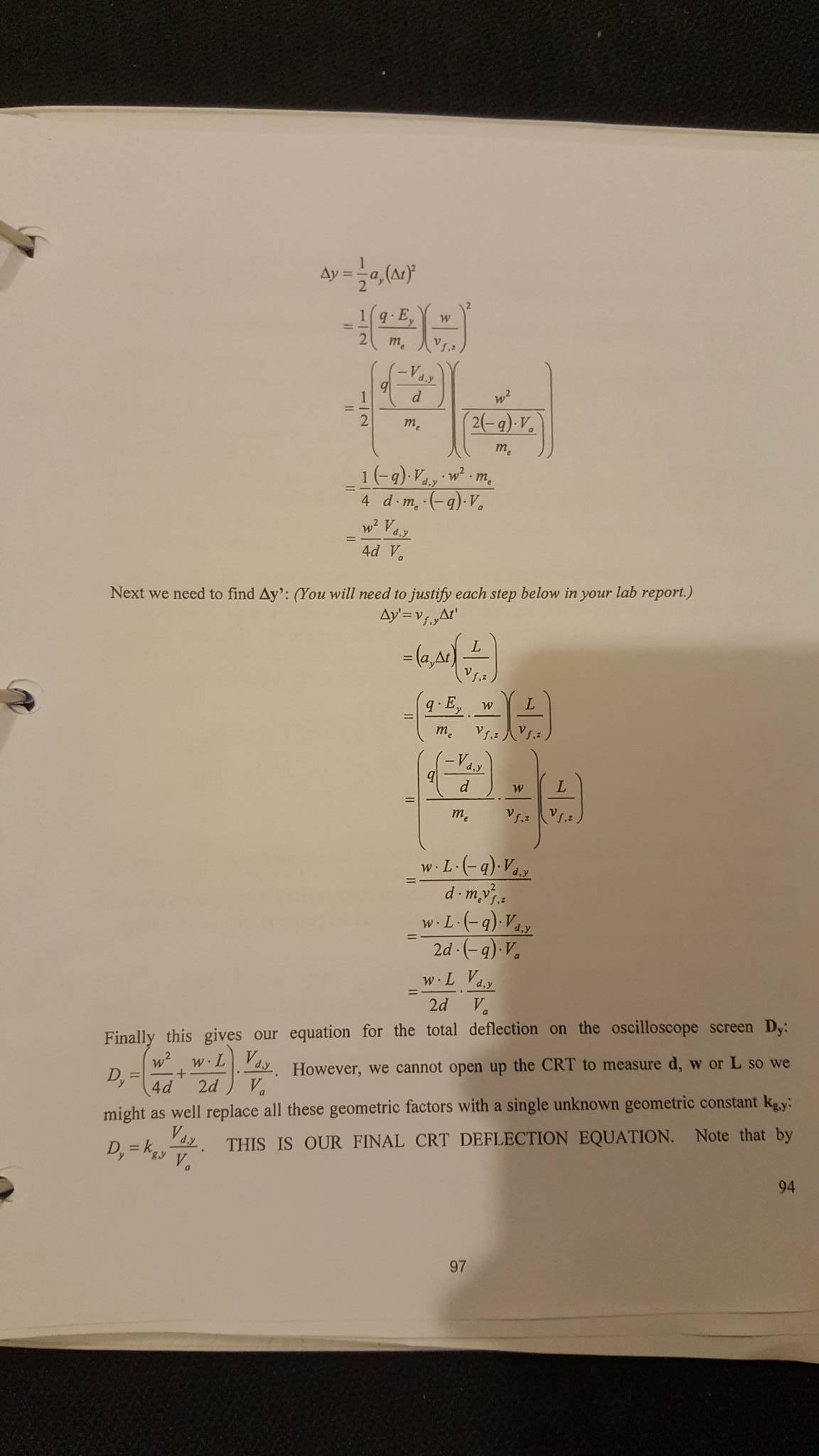 Solved Derive the CRT deflection equation. Clearly explain | Chegg.com