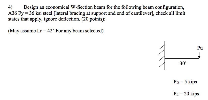 Solved Design an economical W- Section beam for the | Chegg.com