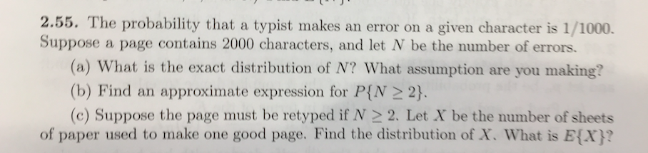 Solved The probability that a typist makes an error on a | Chegg.com