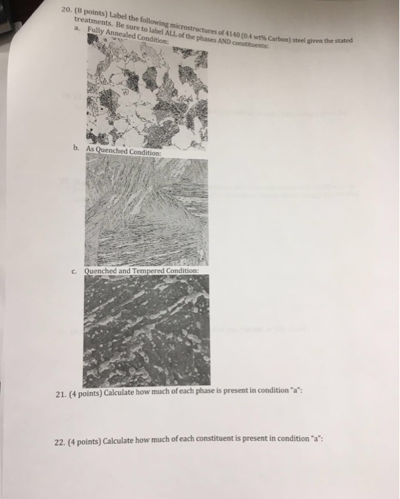 Solved Label the following microstructures of 4140 (0.4wt % | Chegg.com
