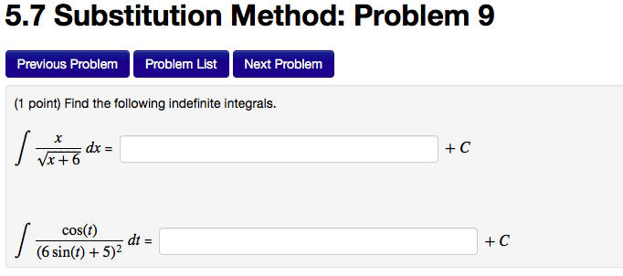 Solved 5.7 Substitution Method: Problem5 Previous Problem | Chegg.com