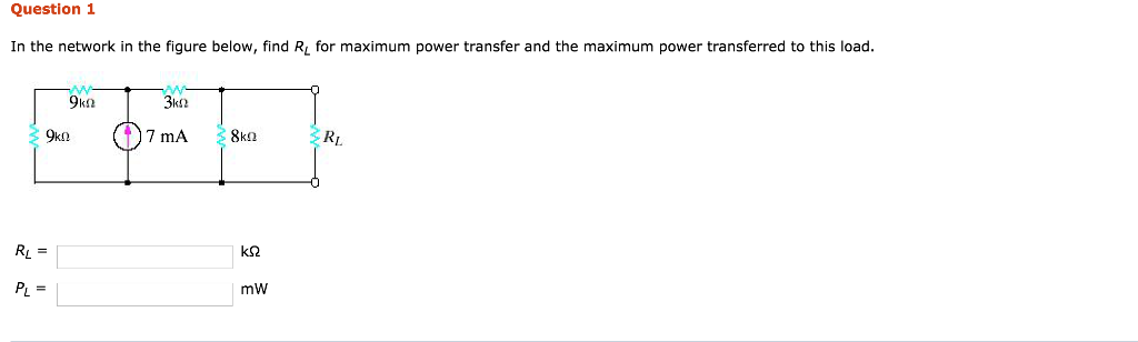 Solved In the network in the figure below, find RL for | Chegg.com