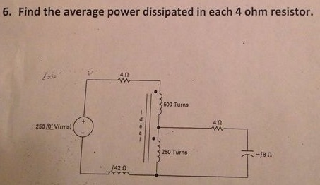 Solved Find the average power dissipated in each 4 ohm | Chegg.com